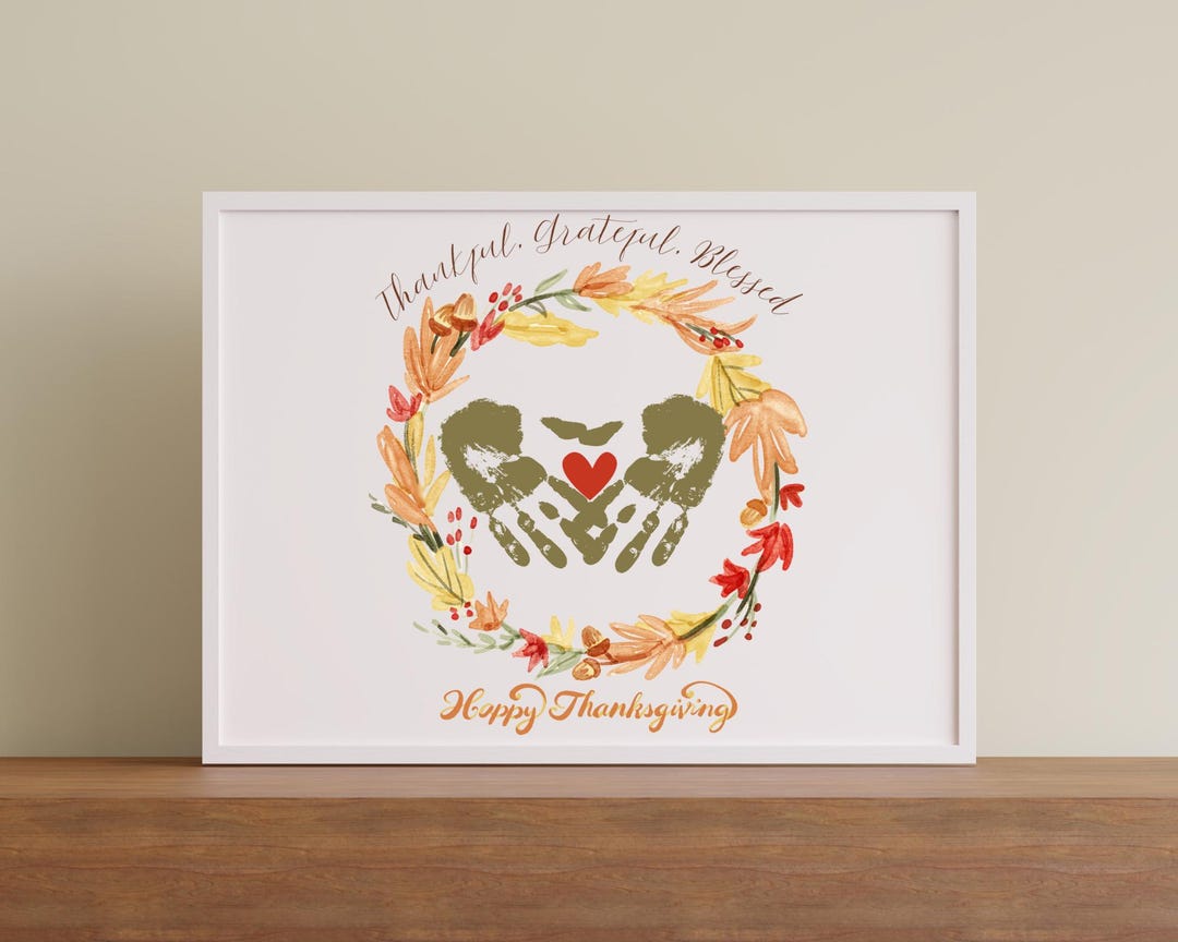 Thanksgiving Wreath Handprint Craft, Thanksgiving Handprint Printable ...