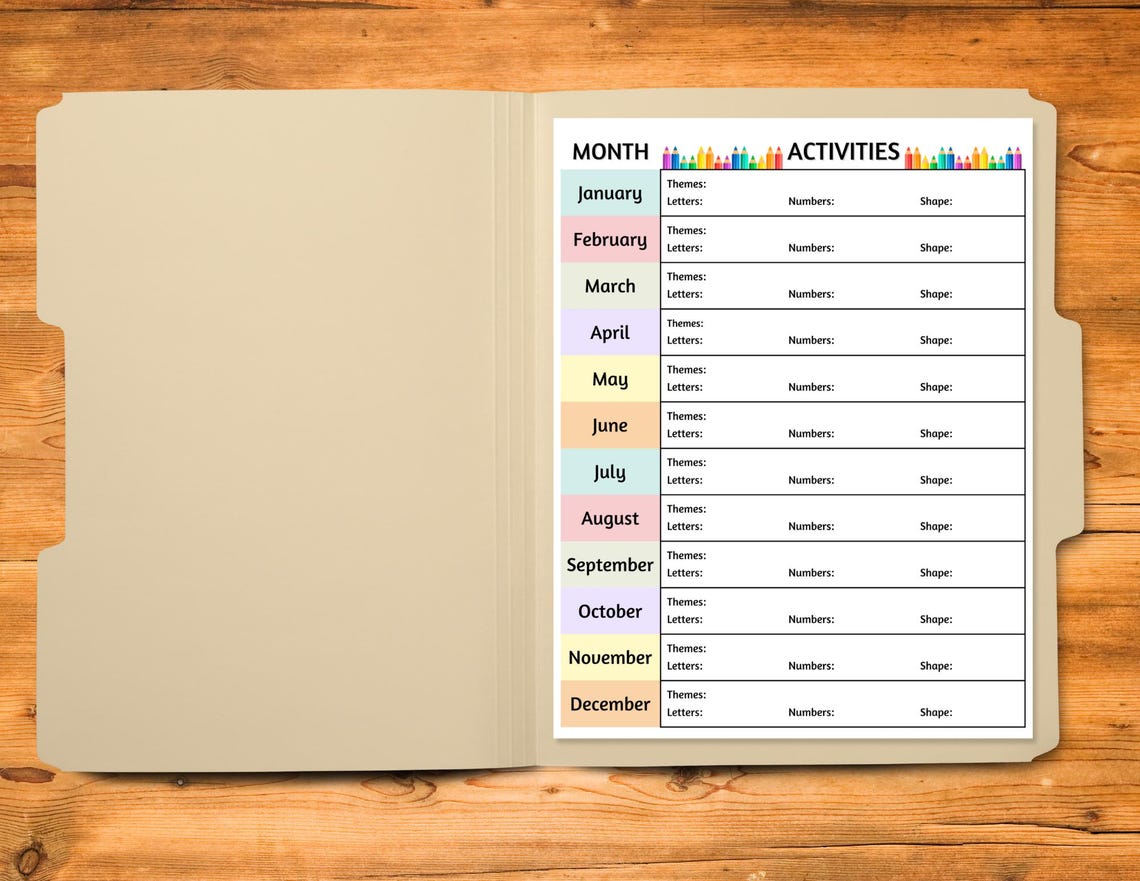 Preschool Lesson Plan Yearly Outline, Lesson Plan Template, Daycare ...