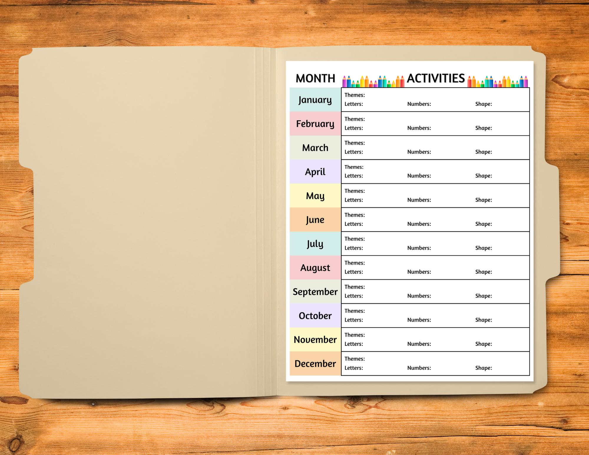 Preschool Lesson Plan Yearly Outline, Lesson Plan Template, Daycare ...