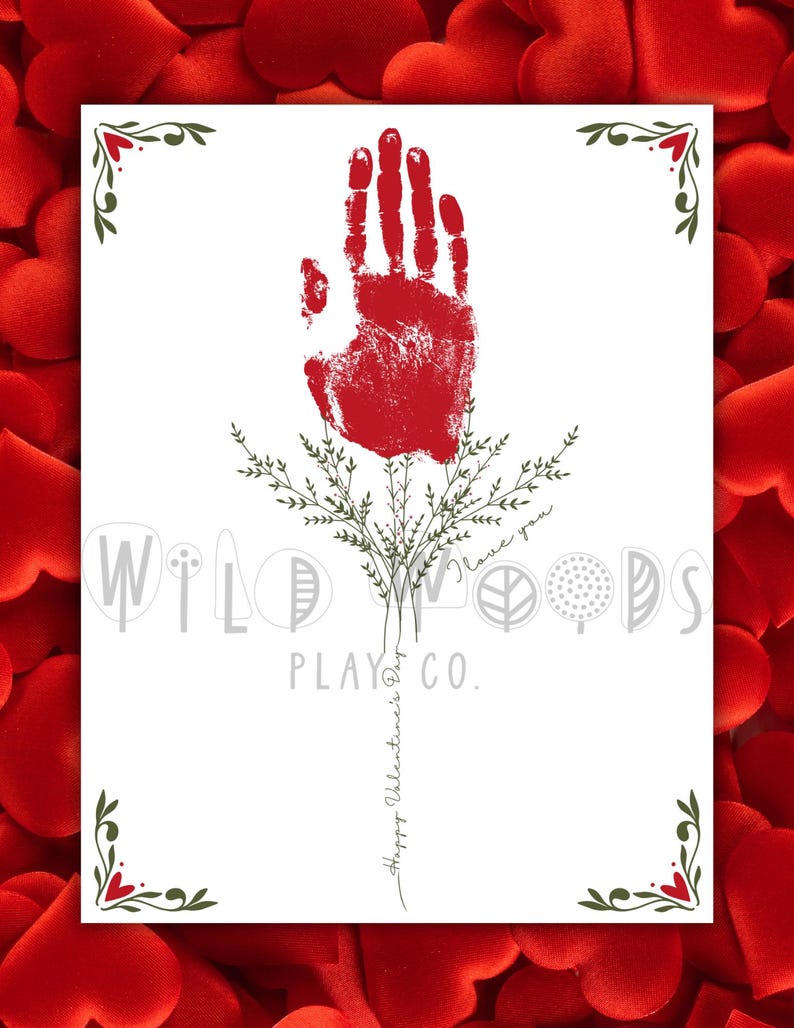 Valentine Handprint Flower Craft, Flower Handprint Template for ...
