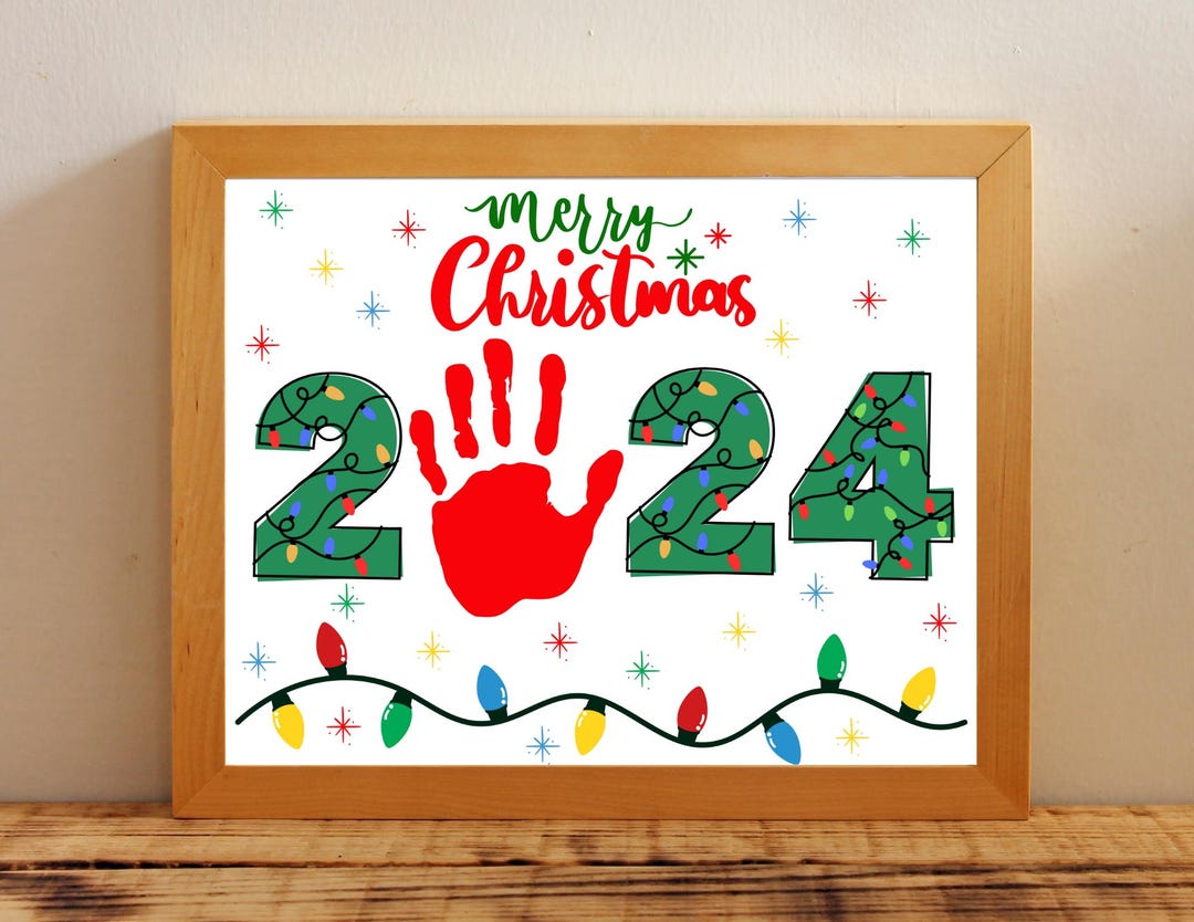 Merry Christmas 2024 Handprint, Christmas Lights Handprint Craft, 2024 ...