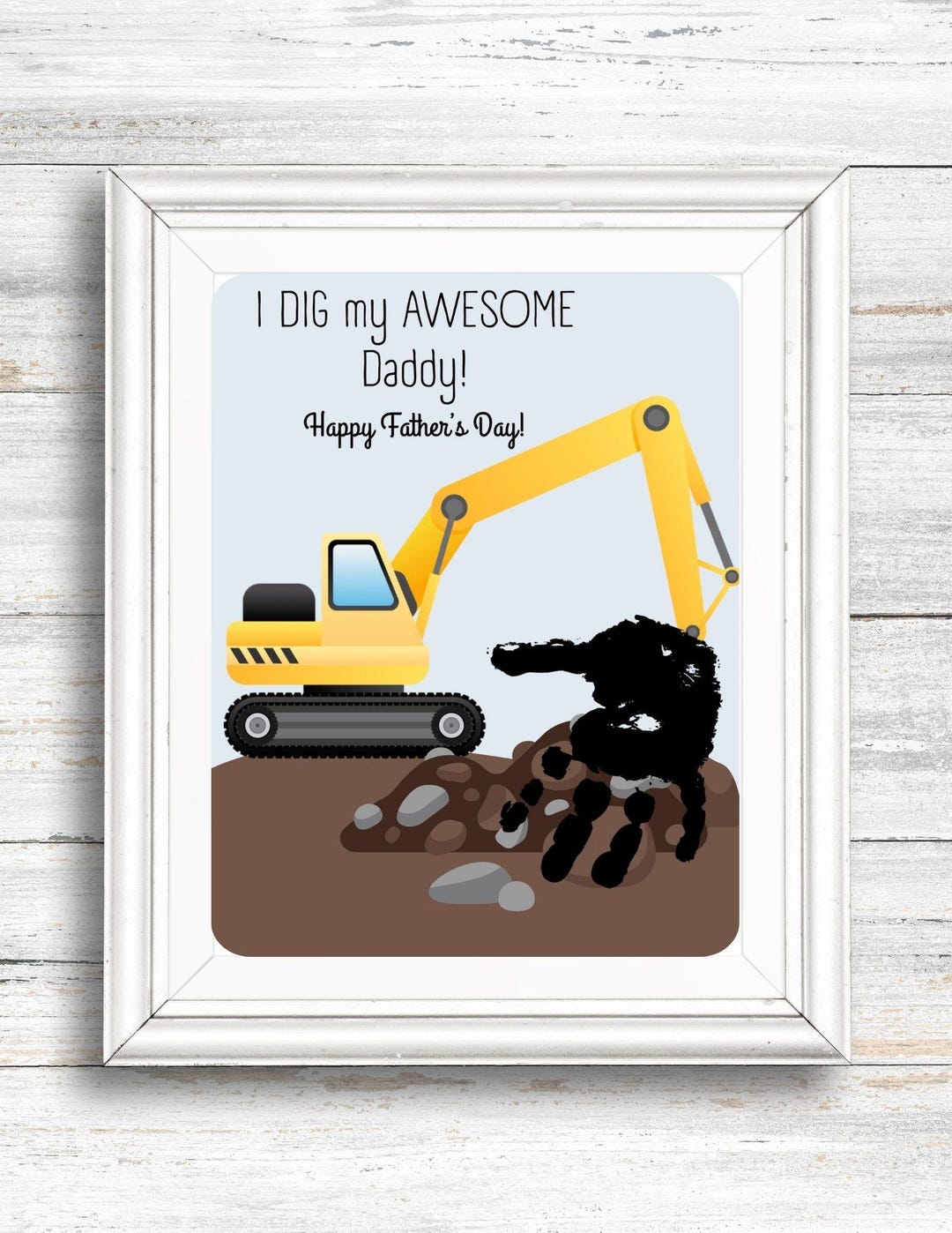 Father's Day Handprint Art, Excavator Printable, Construction Father's ...