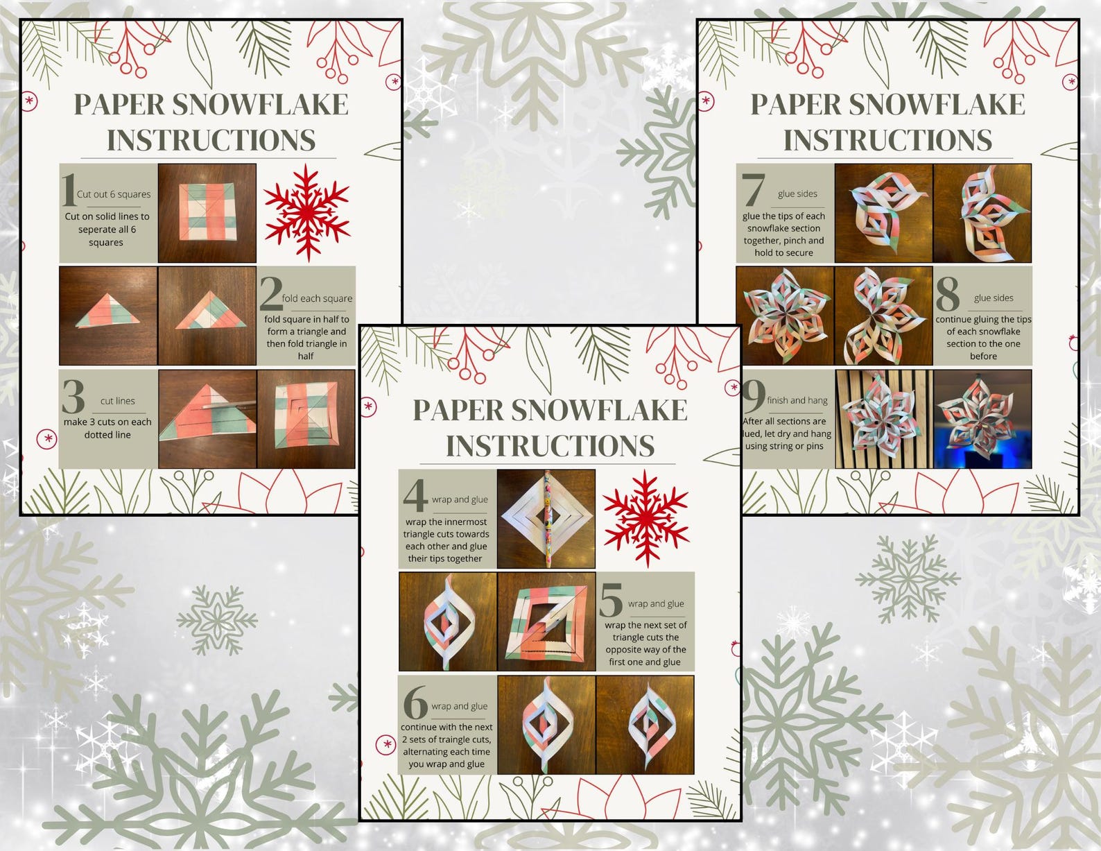 3D Paper Snowflake Pattern, Snowflake Crafts for Kids and Adults ...