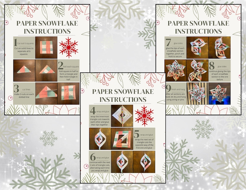 3D Paper Snowflake Pattern, Snowflake Crafts for Kids and Adults ...