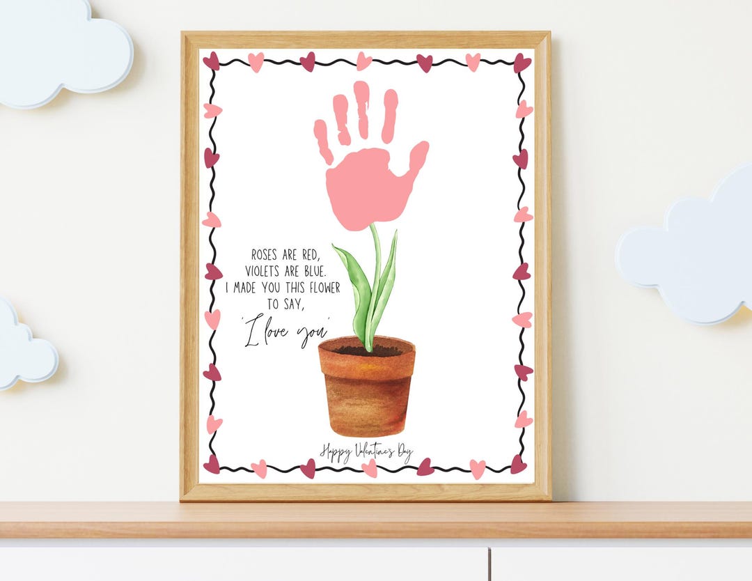 Valentine's Day Handprint Flower Craft, Valentine Handprint With Poem ...