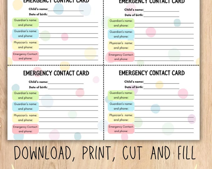 Daycare Emergency Card, Inhome Daycare Paperwork, Childcare Forms ...
