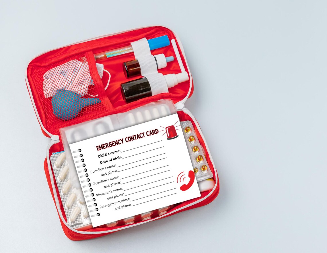 Childcare Emergency Card for Providers, Emergency Contact Card ...