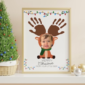 Reindeer Handprint Craft for Christmas, Reindeer Craft Template With ...