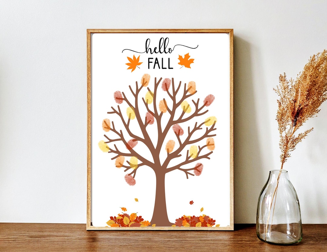 Fall Tree Craft, Fingerprint Art Project, Leaf Painting Printable ...