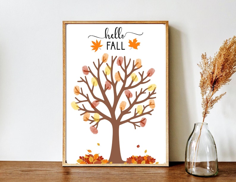 Fall Tree Craft, Fingerprint Art Project, Leaf Painting Printable ...