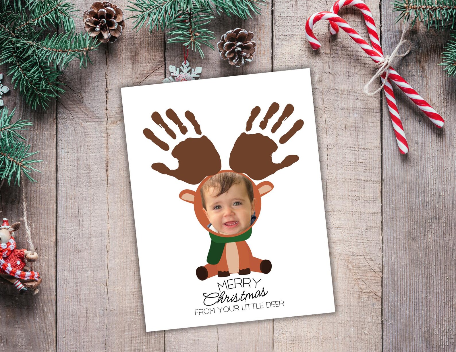Reindeer Handprint Craft for Christmas, Reindeer Craft Template With ...