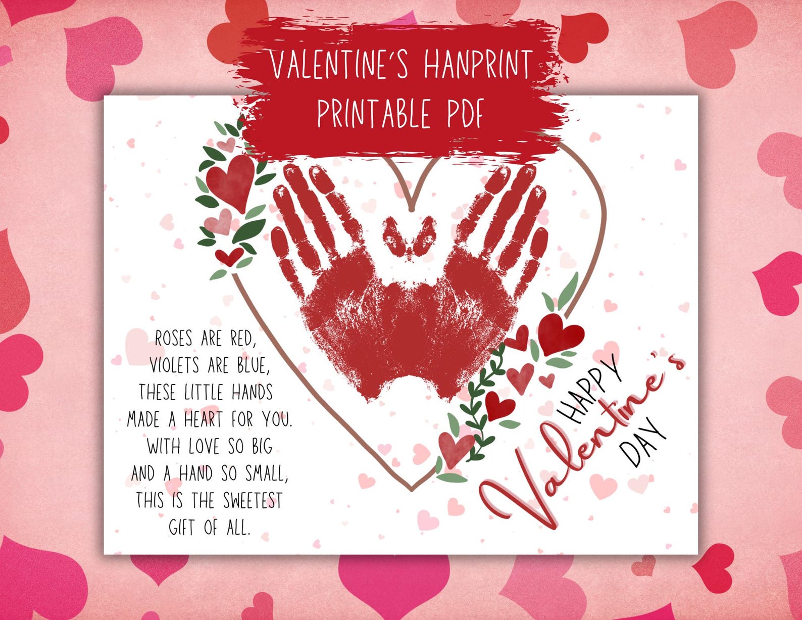 Valentine's Handprint Heart With Poem, Handprint Craft for Valentine's ...