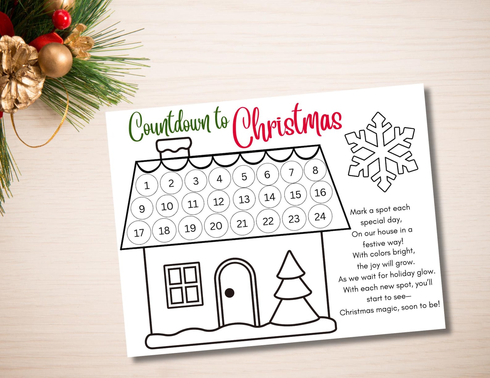 Christmas Countdown Printable Craft, Gingerbread House Countdown to ...