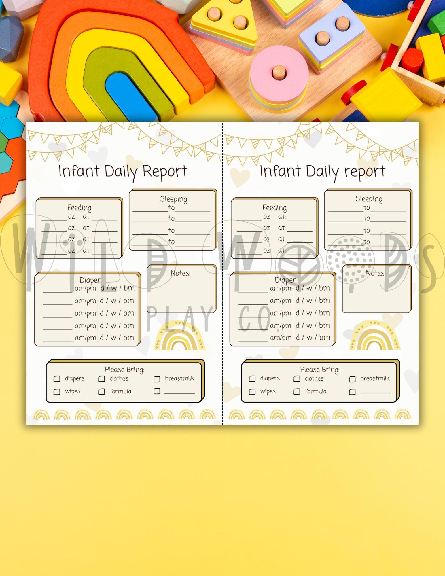 Infant Daily Report Form for Daycare Providers, Daily Report Form Nanny ...