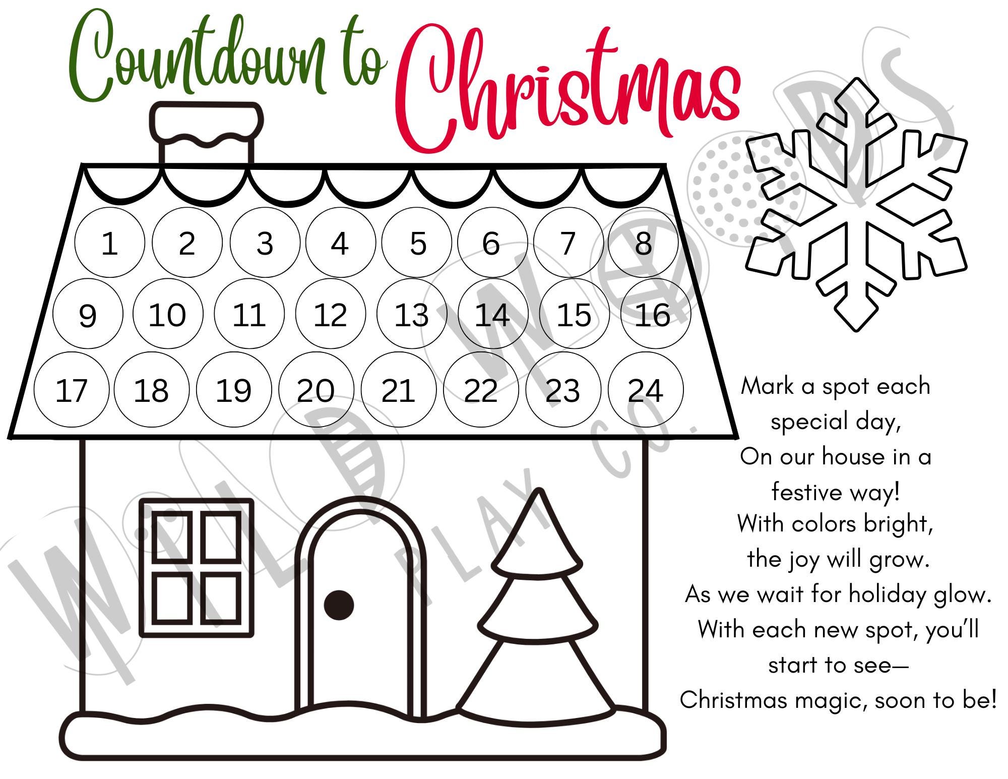 Christmas Countdown Printable Craft, Gingerbread House Countdown to ...