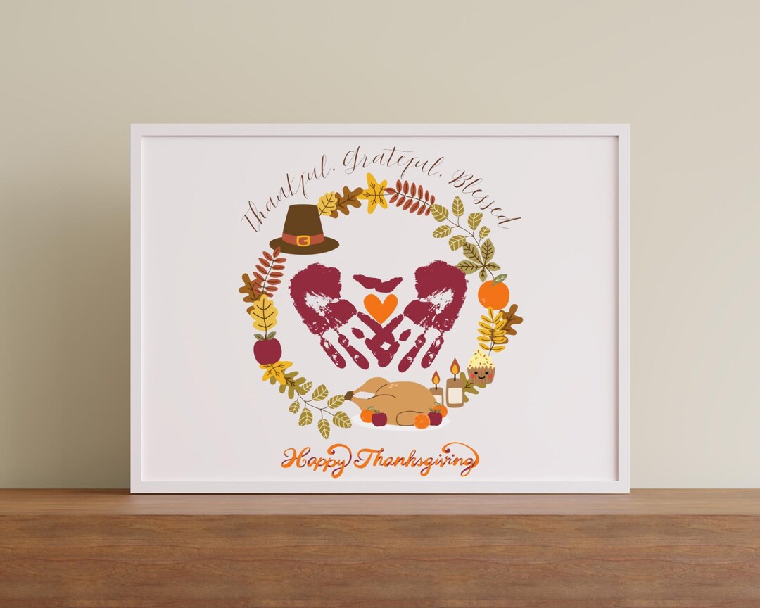 Thanksgiving Wreath Handprint Craft, Thanksgiving Handprint Printable ...