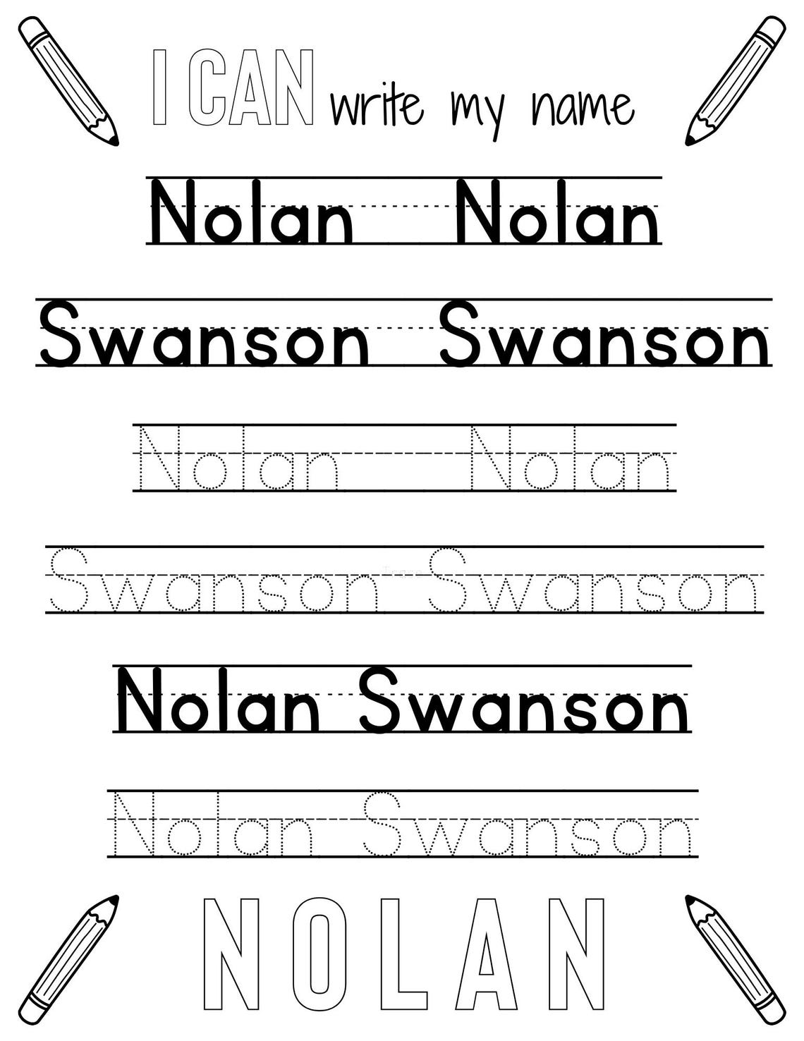 Editable Name Trace Sheet for Preschool, Custom Write Your Name ...