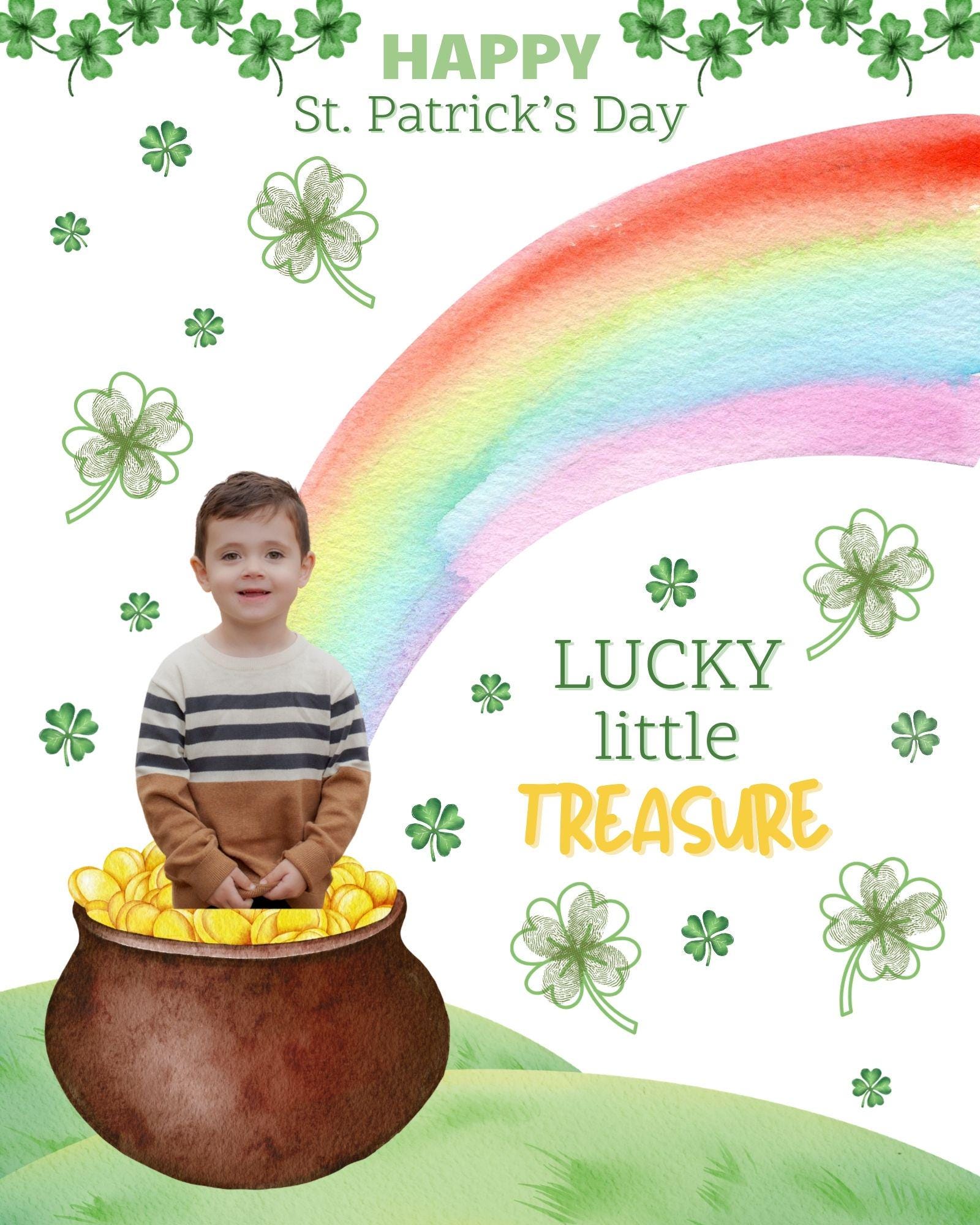 St Patricks Day Craft for Kids Printable, Four Leaf Clover Fingerprint ...