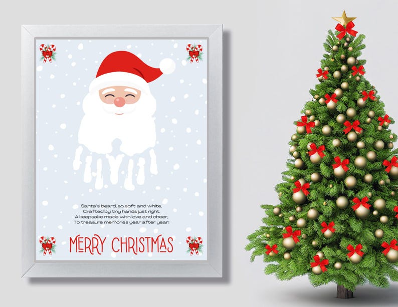Santa Handprint Craft, Santa's Beard Handprint Template, Christmas ...