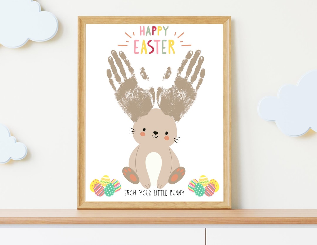 Easter Bunny Handprint Craft, Keepsake Easter Handprint Art, DIY Easter ...