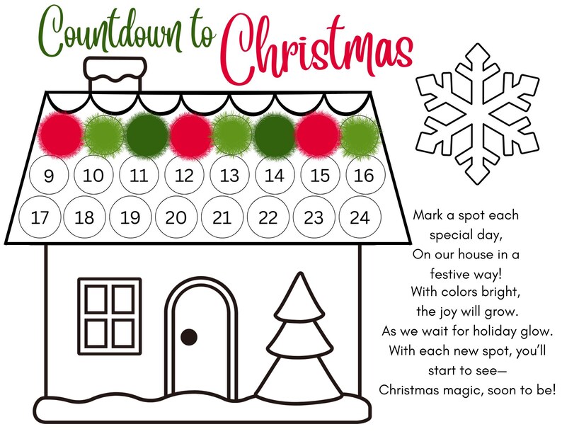 Christmas Countdown Printable Craft, Gingerbread House Countdown to ...