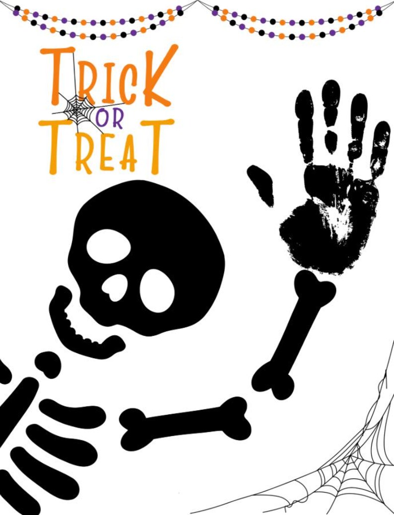 Halloween Skeleton Handprint Craft, Halloween Keepsake Craft, Daycare ...