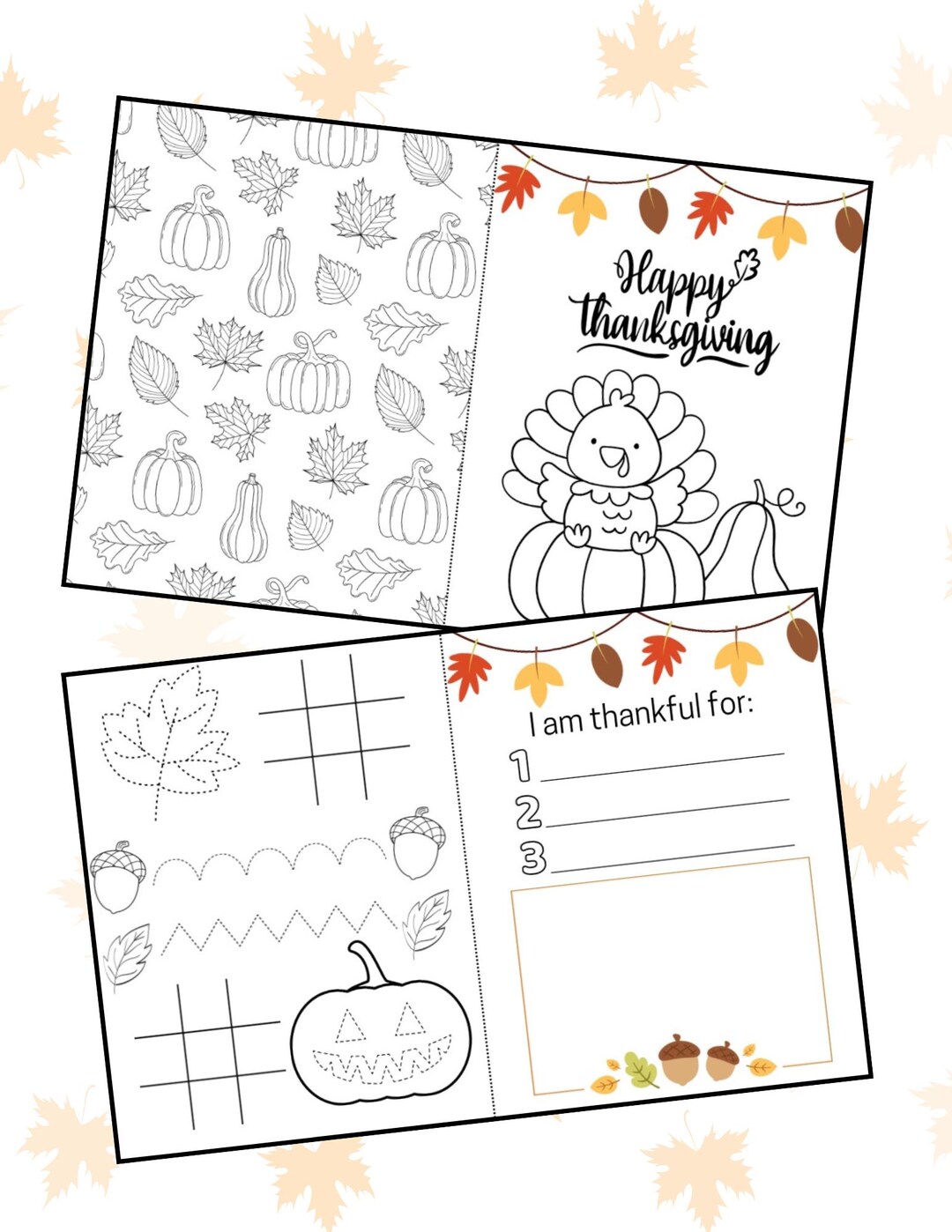 Thanksgiving Activity Book, Fall Activity for Kids, Foldable ...