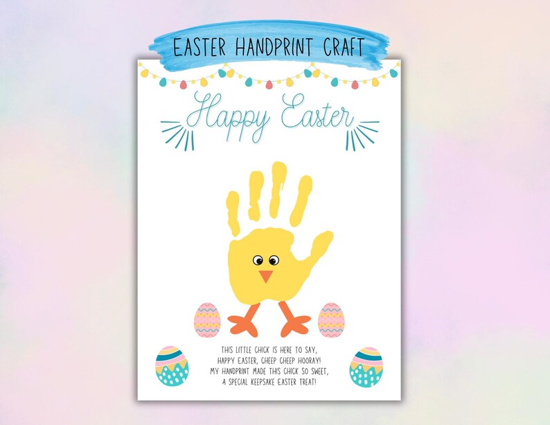 Easter Chick Handprint With Poem, Spring Chick Handprint Craft, Easter ...