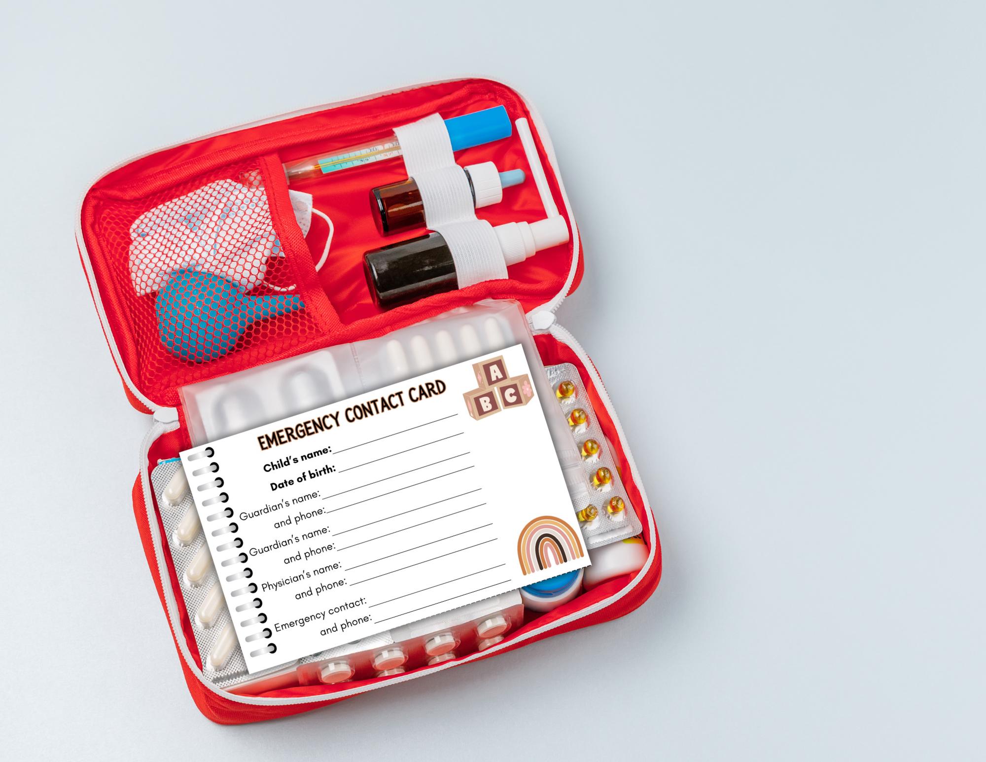 Printable Childcare Emergency Contact Cards, Organization for Daycare ...