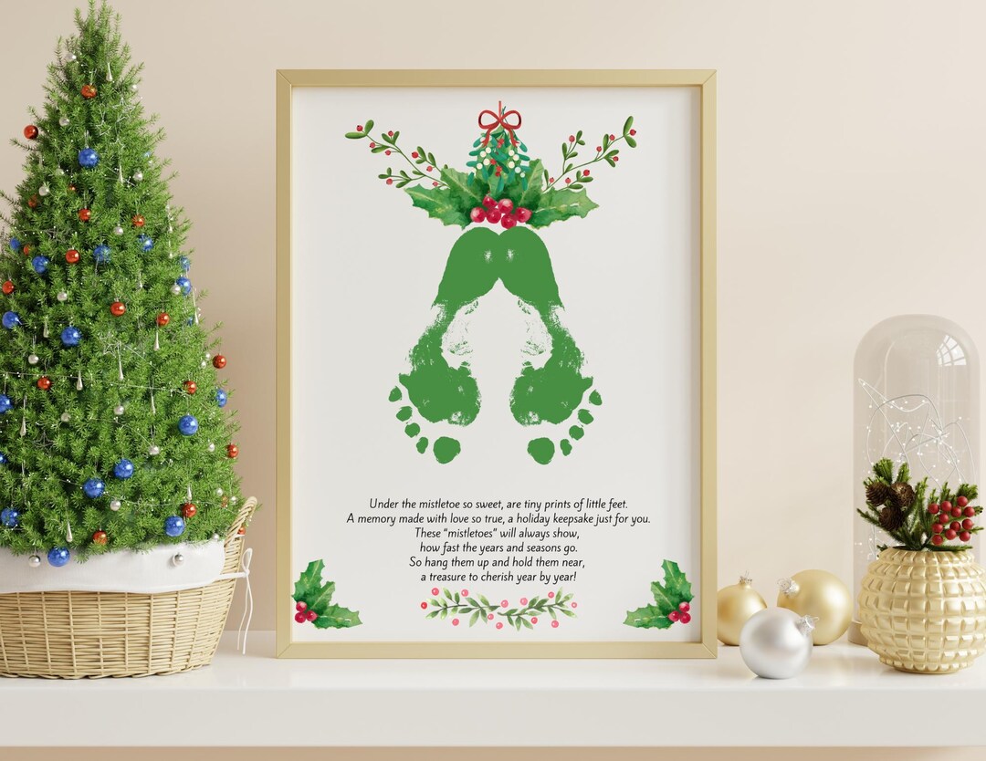 Mistletoe Footprint Craft, Christmas Keepsake Gift, Footprint Craft for ...