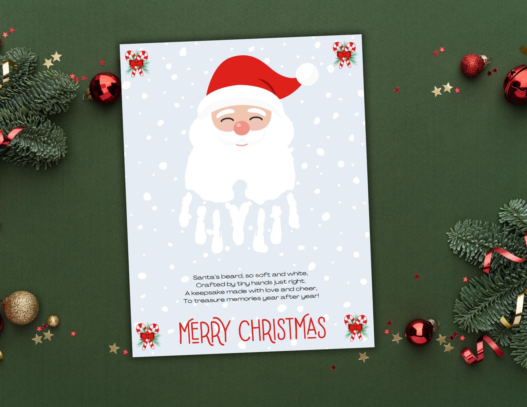 Santa Handprint Craft, Santa's Beard Handprint Template, Christmas ...