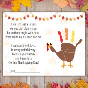 Turkey Handprint Craft for Thanksgiving, Thanksgiving Poem With Turkey ...