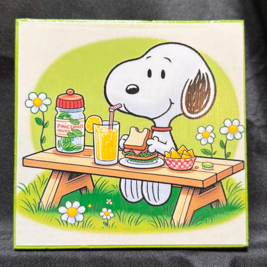 Snoopy Summer Picnic Home Decor Block - Etsy