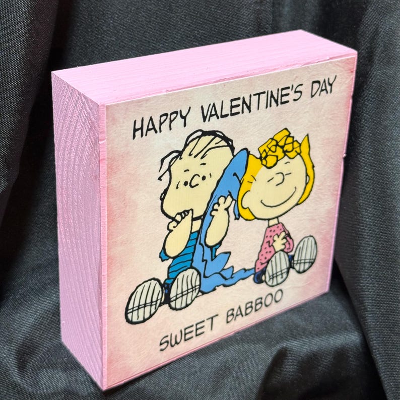 Linus and Sally Sweet Babboo Valentine's Day Home Decor Blocks - Etsy