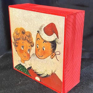 Vintage Christmas Home Decor Blocks 4x4 - Etsy