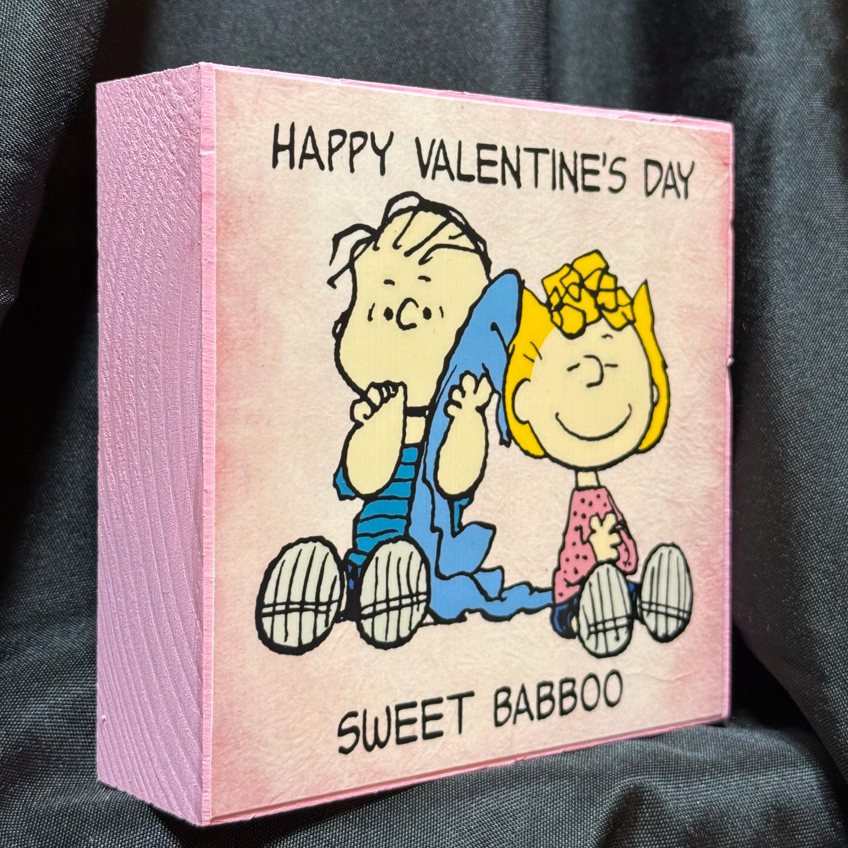 Linus and Sally Sweet Babboo Valentine's Day Home Decor Blocks - Etsy