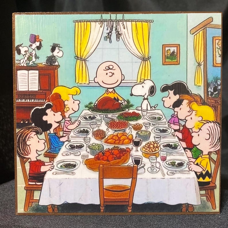 Peanuts Thanksgiving Families Home Decor Blocks - Etsy