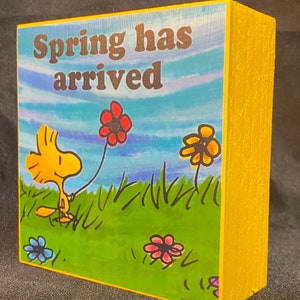 Springtime Snoopy & Woodstock Home Decor Blocks 4x4 - Etsy