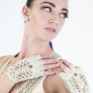 Elysian Fingerless Leather Gloves - Etsy