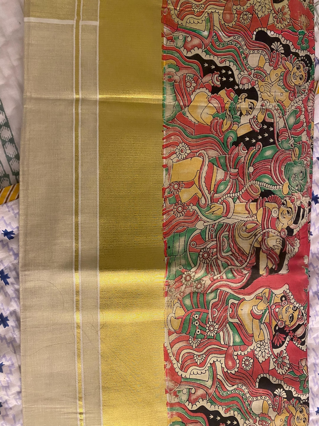 Kerala Tissue Saree: Kalamkari Border, Festive Sari - Etsy