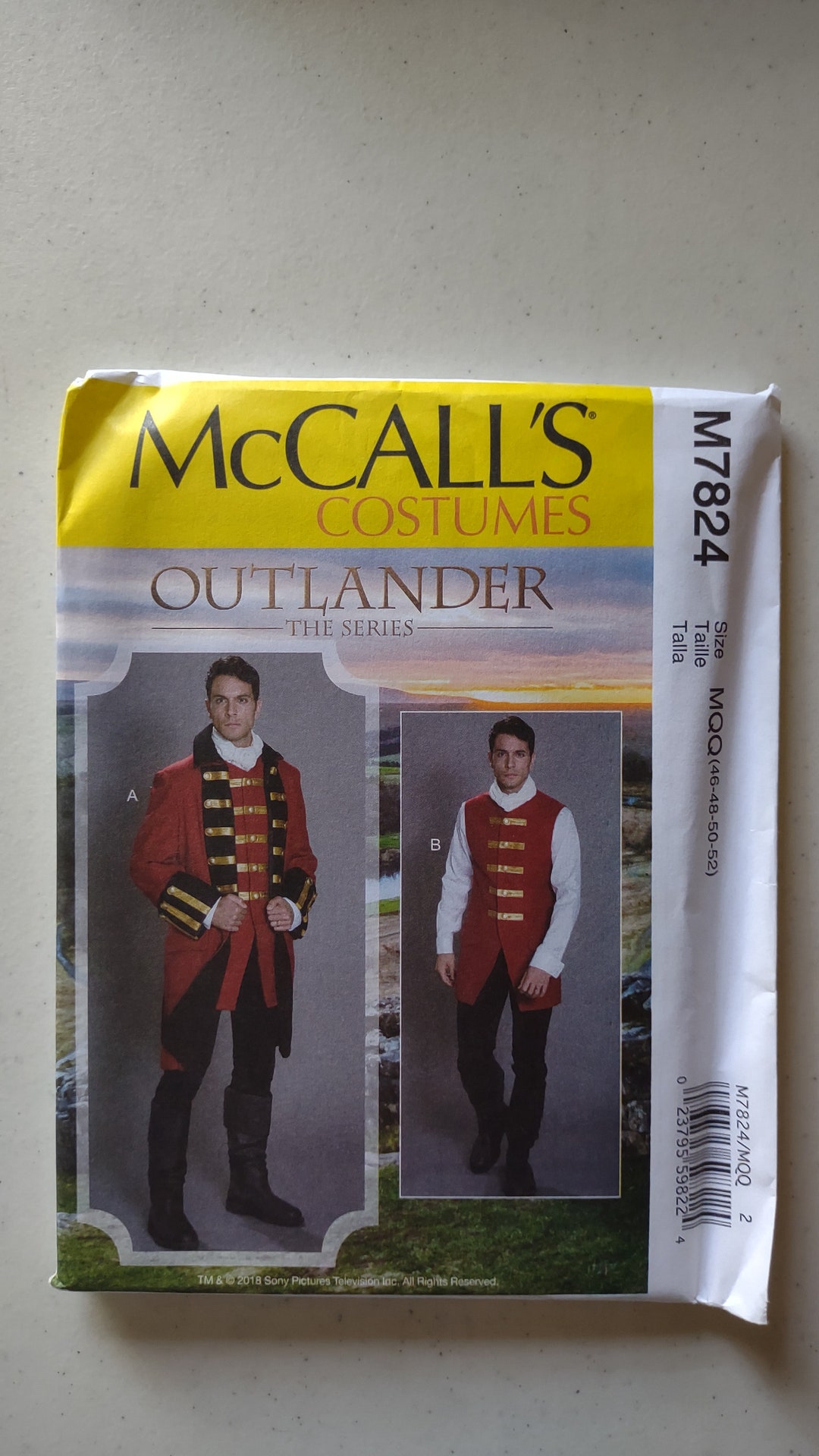 Mccall's Men's Outlander Series Military Uniform Costume Pattern 7824 ...
