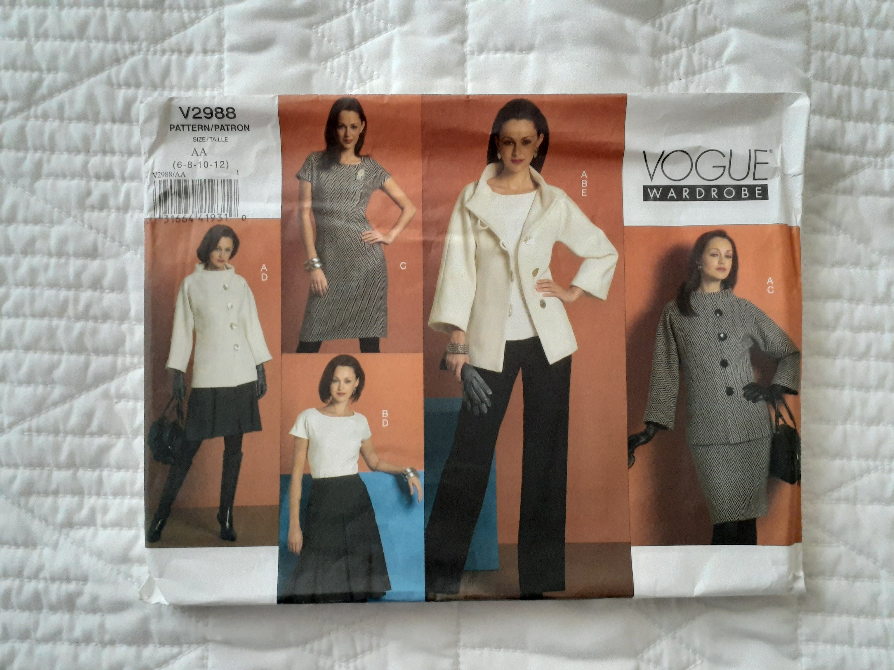 Vogue Wardrobe Misses Mod-retro Style Professional Suit Pattern 2988 ...