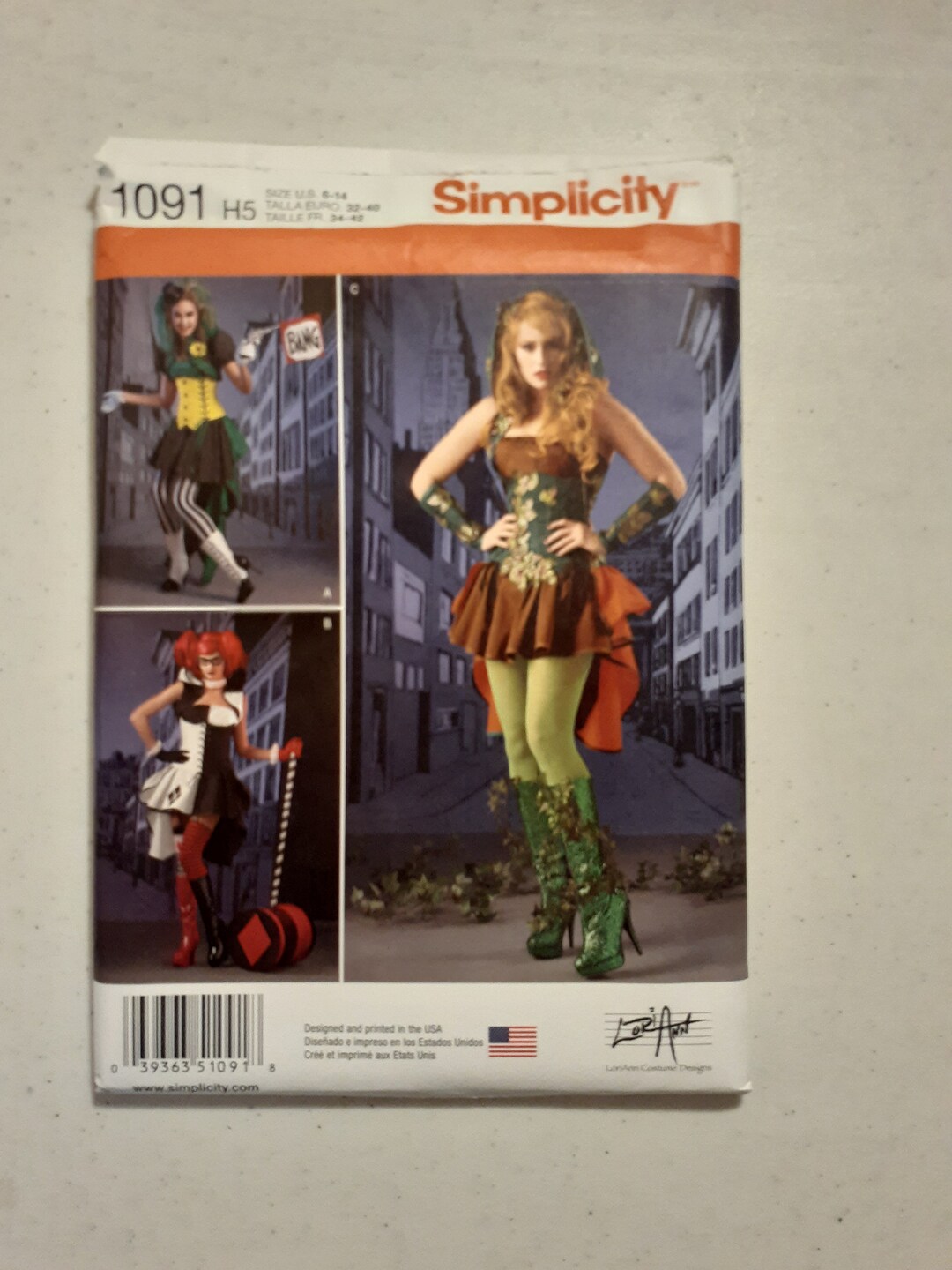 Simplicity Poison Ivy Harlequin Costume Pattern #1091 by Loriann, Size ...
