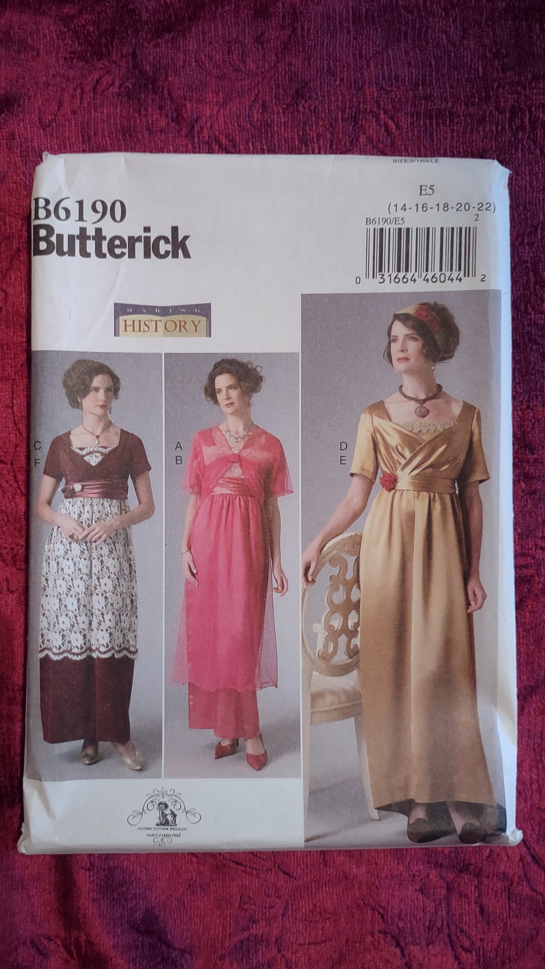 Butterick Making History Edwardian Downton-style Evening Gown Pattern ...