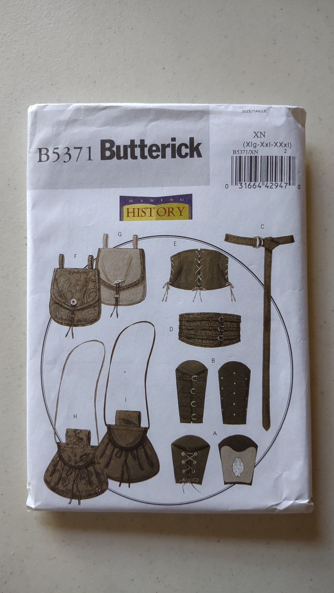 Butterick Making History Pouch, Bracers, & Belt Pattern 5371 2009 - Etsy