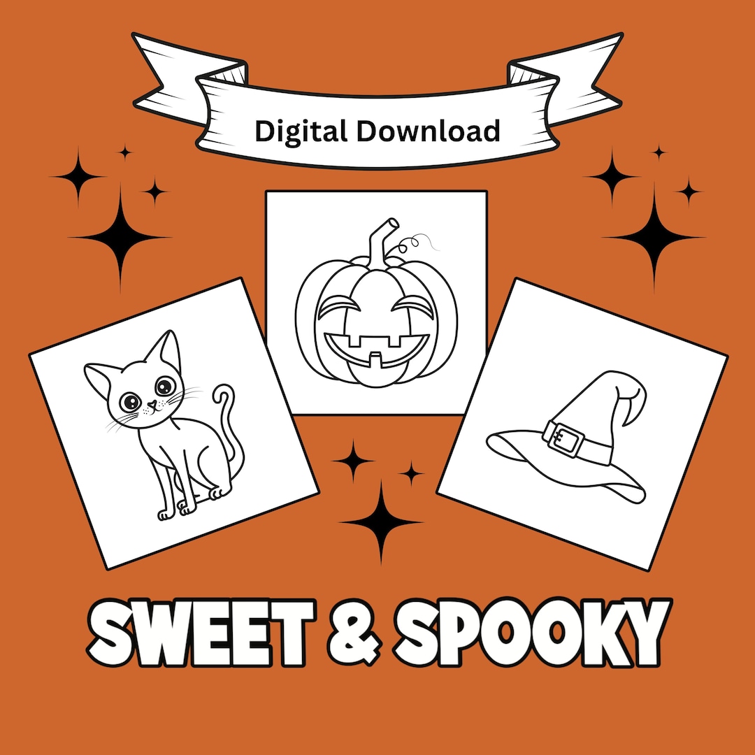 Sweet & Spooky Printable Coloring Pages, Bold and Easy Designs for ...