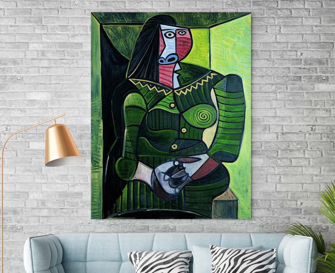 Picasso Woman in Green Canvas Print: Cubism Modern Wall Arts - Etsy