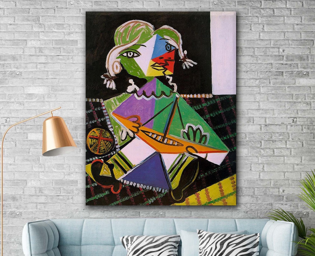 Pablo Picasso, Maya With Boat, Picasso Canvas Decor, Picasso Poster ...