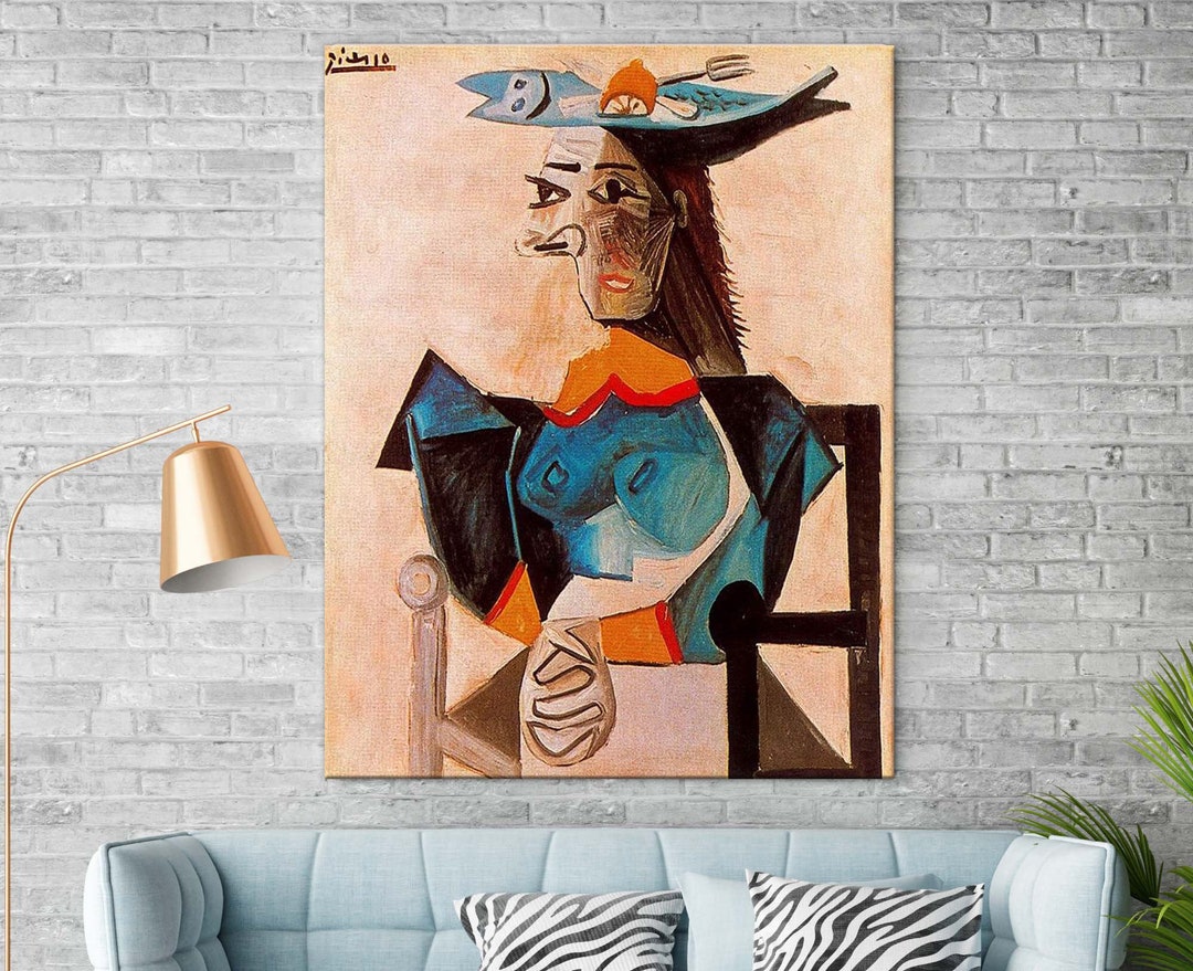 Pablo Picasso, Seated Woman With Fish, Picasso Canvas Decor, Picasso ...