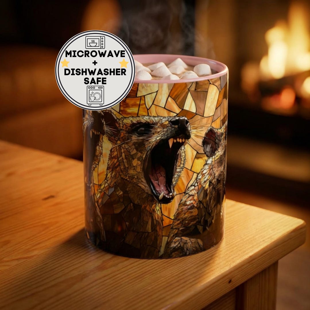 Rock Hyrax Screaming Stained Glass Style Mug, Animal Lover Gift ...